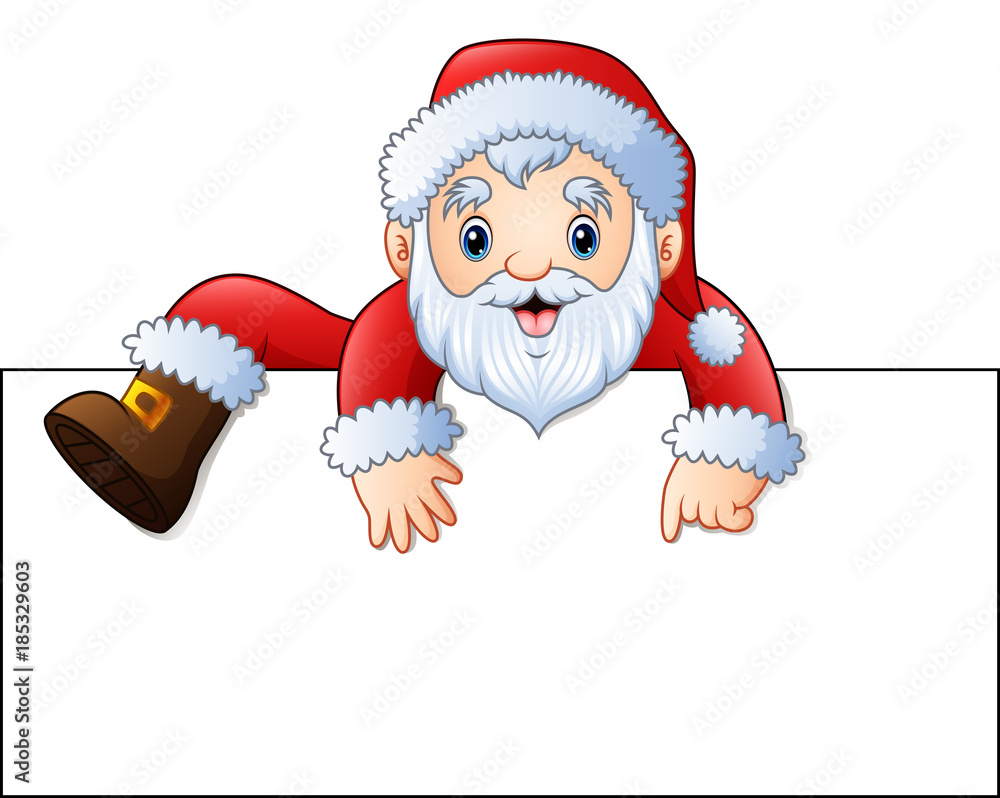 Cartoon santa claus with a blank sign Stock Vector | Adobe Stock