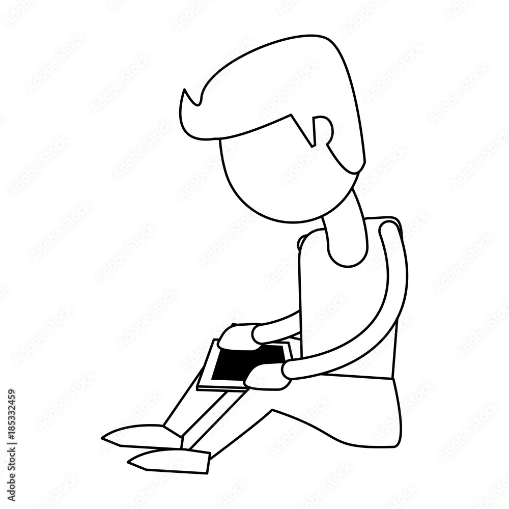 Man with tablet cartoon icon vector illustration graphic design vector ...