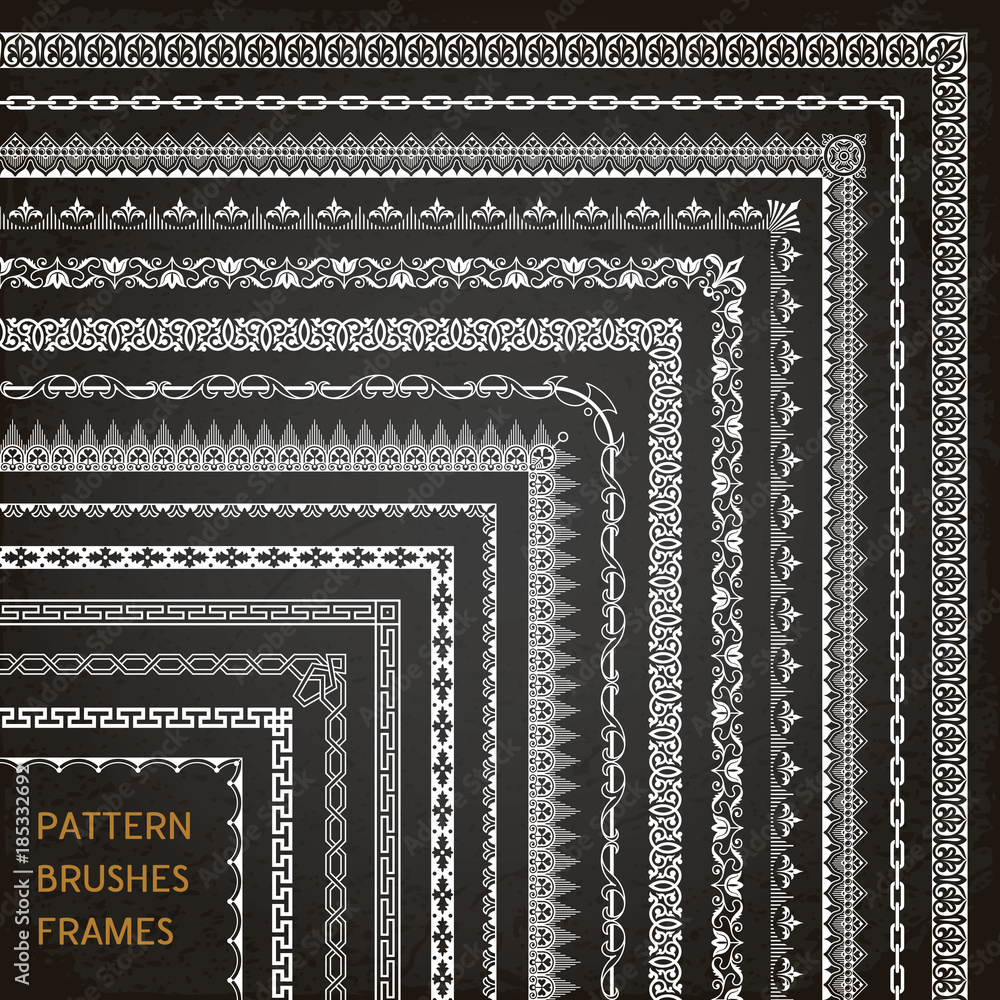 Border frame line pattern brushes corners 1 vector Stock Vector | Adobe ...