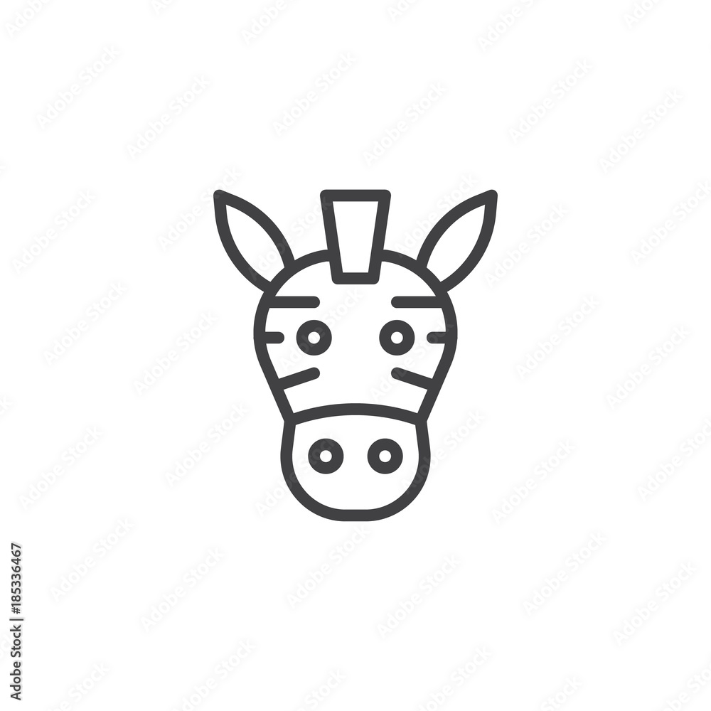 Zebra head line icon, outline vector sign, linear style pictogram ...