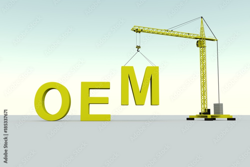 OEM building concept crane white background 3d illustration Stock ...