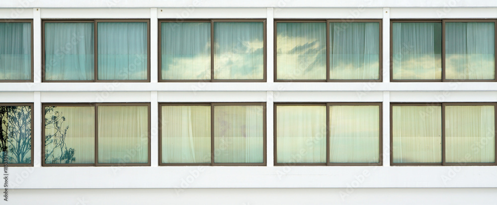 Elevation of the generic large sliding window with brass frame on the ...