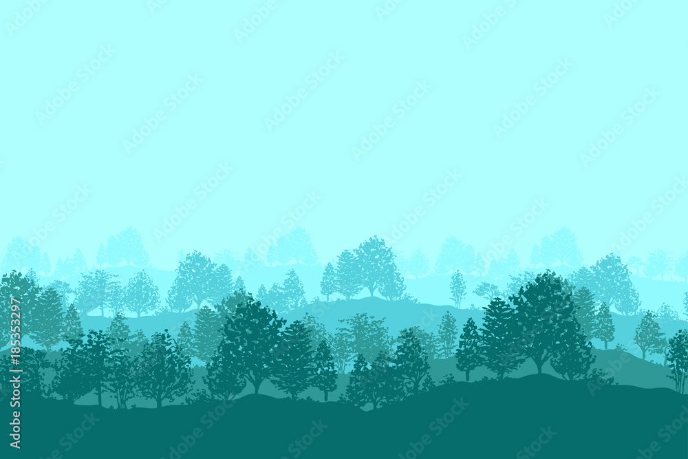 Forest trees silhouettes background Stock Vector | Adobe Stock