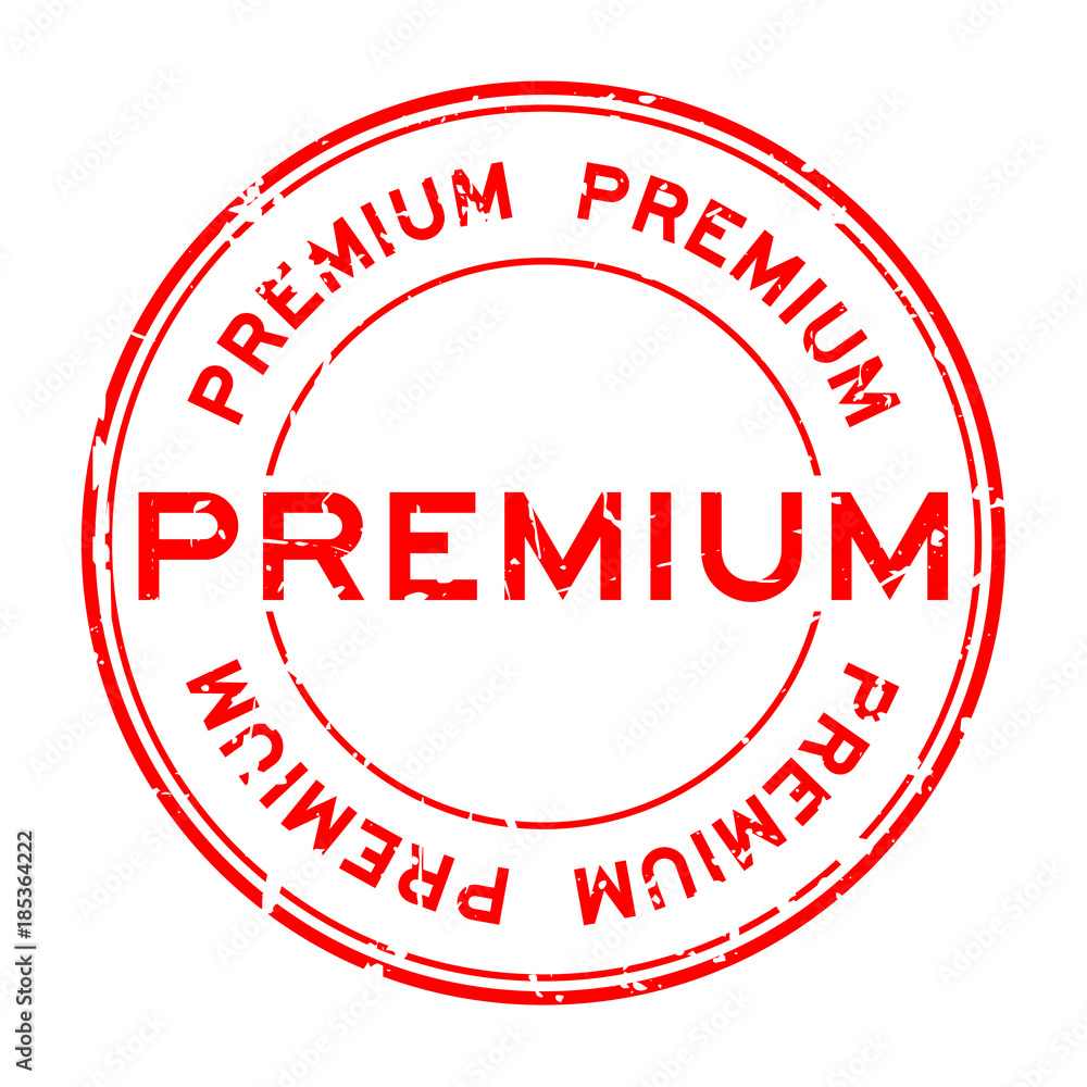 Grunge red premium round rubber seal stamp on white background Stock ...