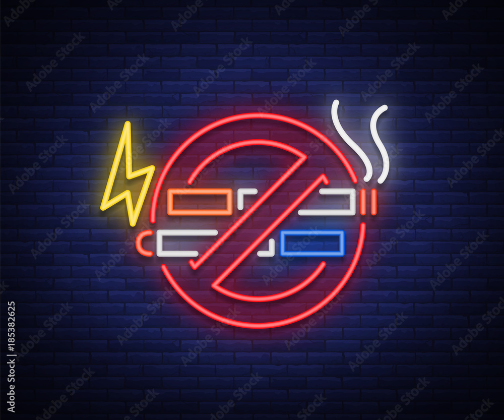 No smoking no vape neon sign. Bright symbol, neon banner, icon ...