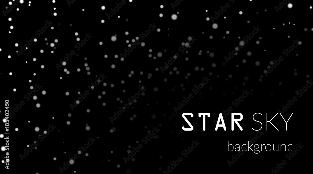 Night sky with white stars on black background. Dark astronomy space ...