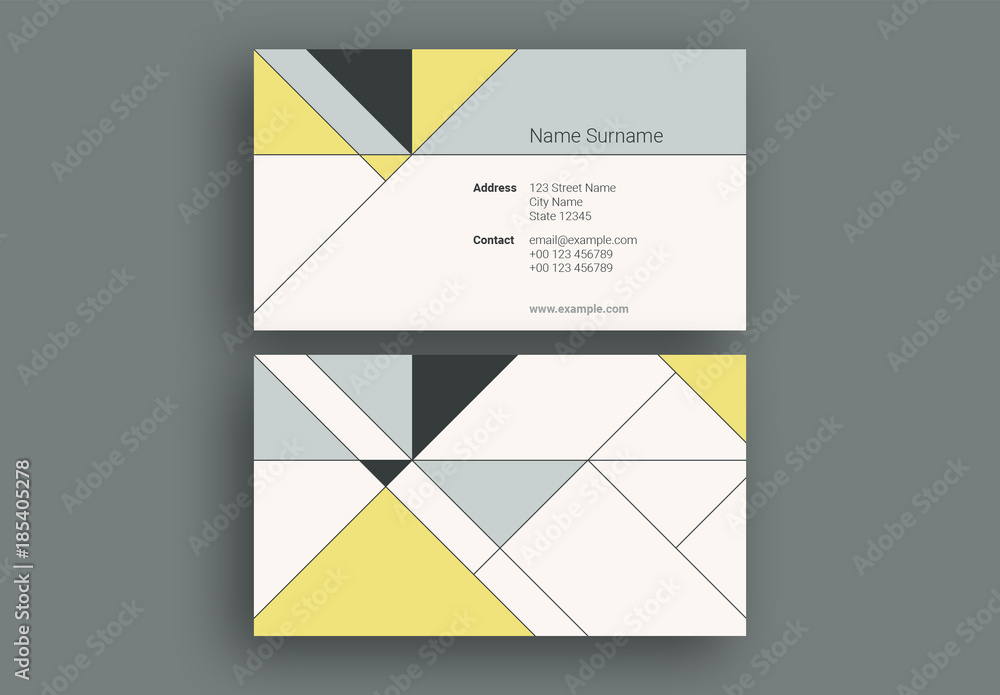 Business Card Layout with Geometric Elements Stock Template | Adobe Stock