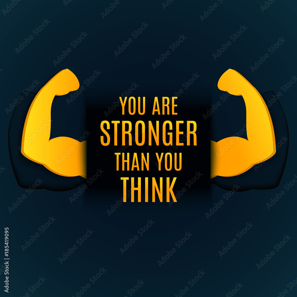 You are stronger than you think inspirational quote on dark blue ...
