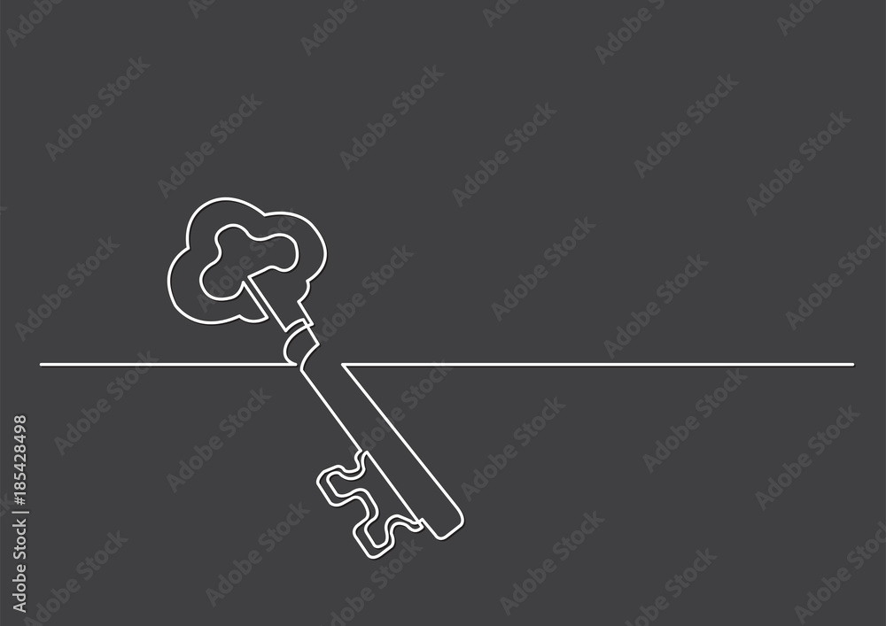 one line drawing of isolated vector object - old key Stock Vector ...