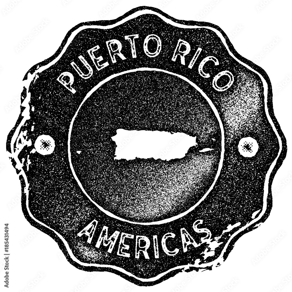Puerto Rico map vintage stamp. Retro style handmade label, badge or ...