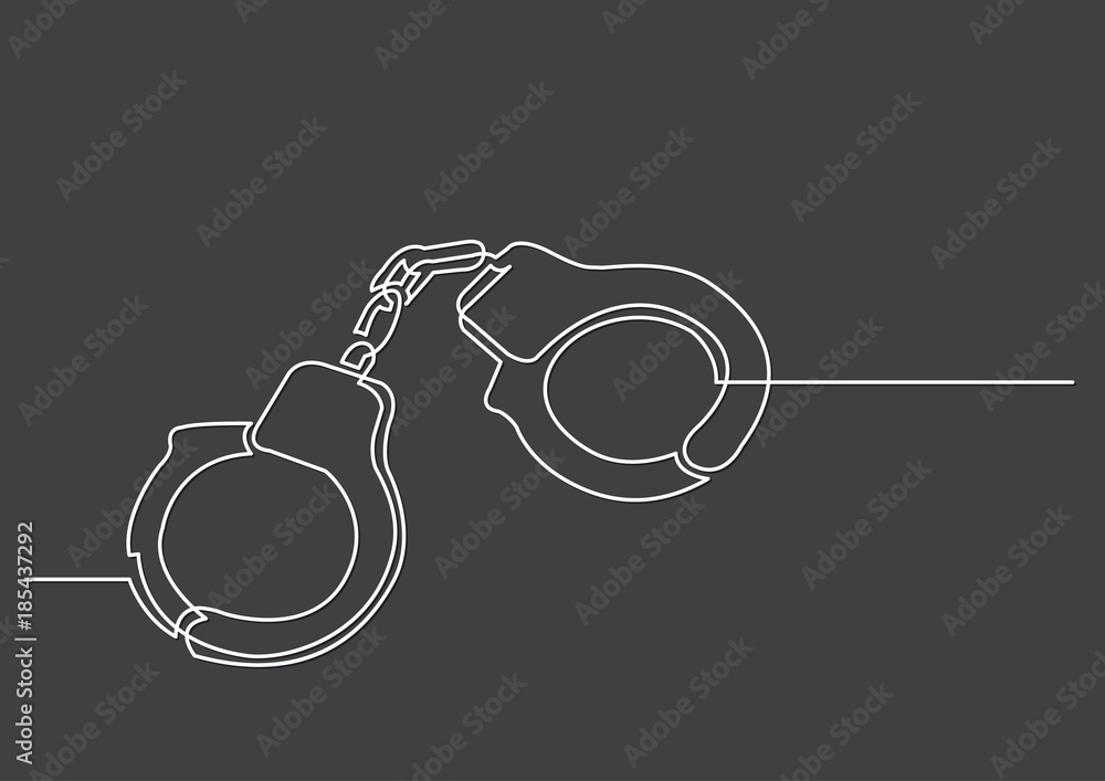 one line drawing of isolated vector object - handcuffs Stock Vector ...