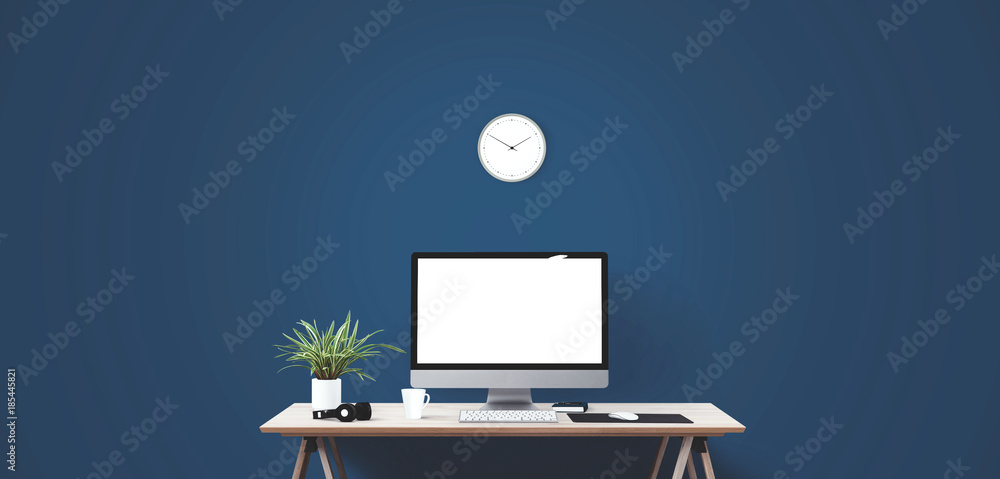 Desktop computer screen isolated. Modern creative workspace background ...