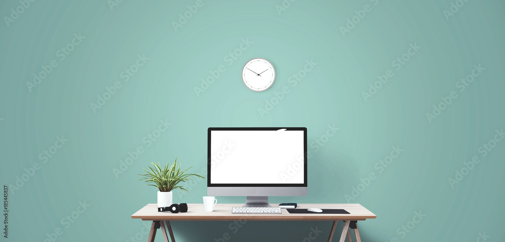 Desktop computer screen isolated. Modern creative workspace background ...