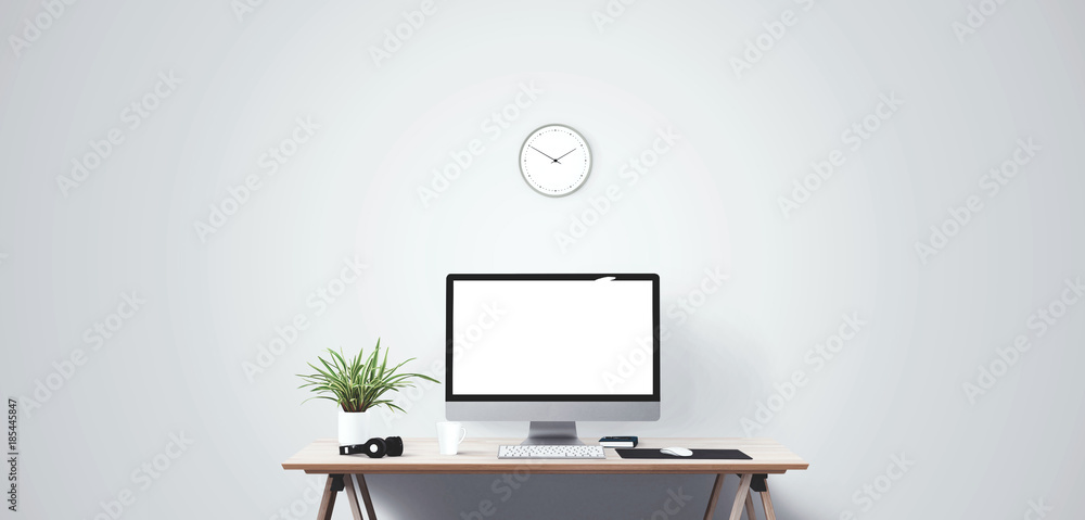 Desktop computer screen isolated. Modern creative workspace background ...