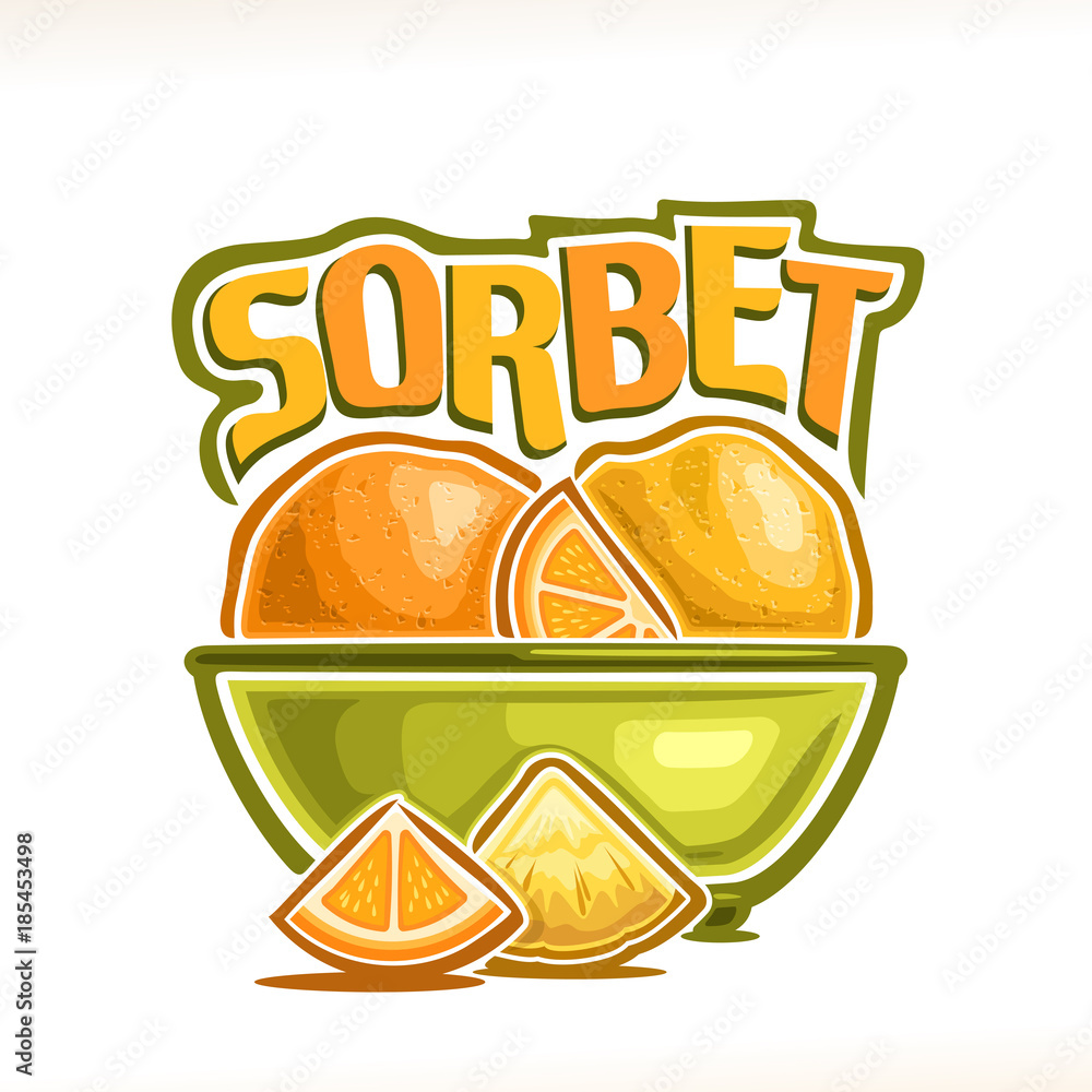 Vector logo for Lemon Sorbet, orange fruit & citrus sherbet scoop balls ...