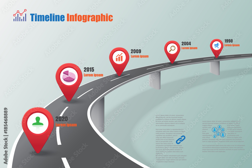 Business road map timeline infographic expressway concepts designed for ...