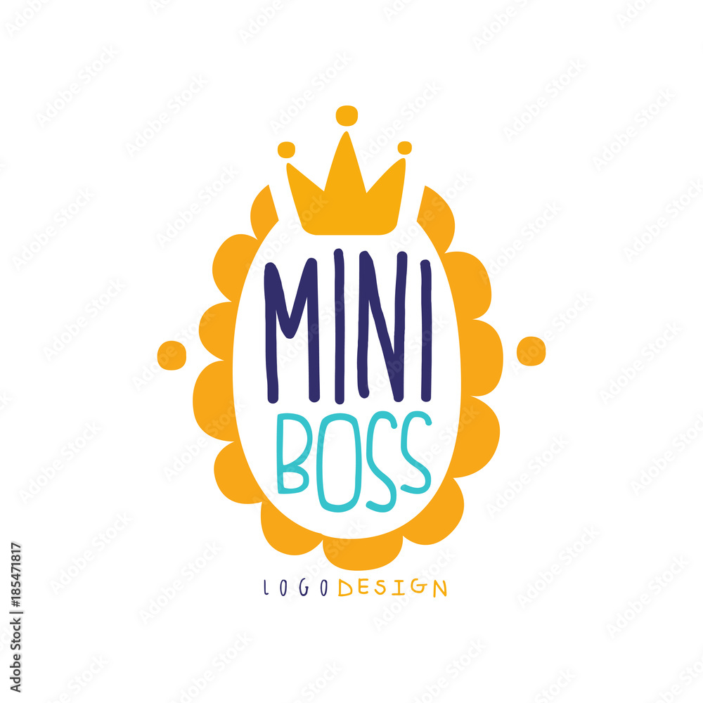 Mini boss logo original design with lettering in orange oval frame and ...