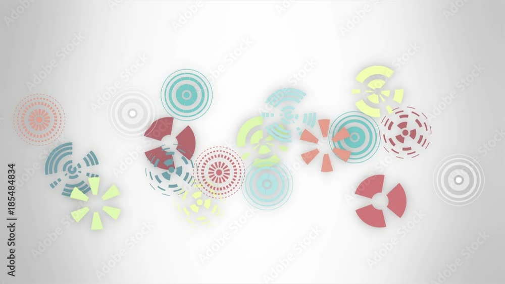 Abstract multicolored round animation, hi-tech background with circles ...