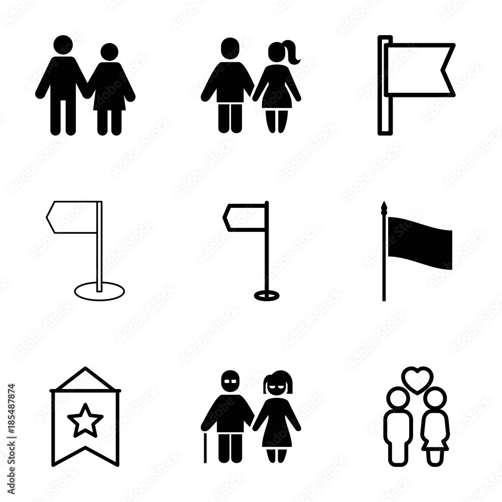 Waving icons. set of 9 editable filled and outline waving icons Stock ...