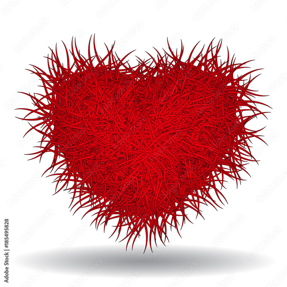 Big hot red spiked heart. Gothic style, 3d effect, vector illustration ...