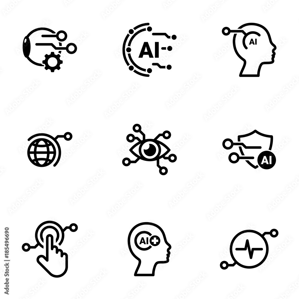 Set of simple icons on a theme Artificial Intelligence, vector, design ...