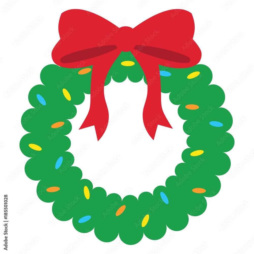 Vector cartoon cute christmas wreath isolated Stock Vector | Adobe Stock