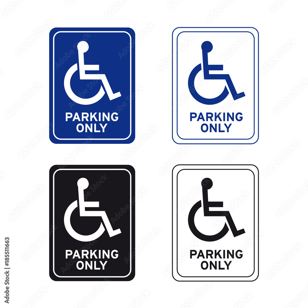 Wheelchair handicap disabled parking only sign set Stock Vector | Adobe ...