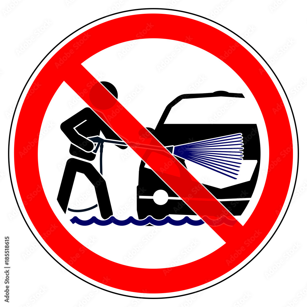 srr305 SignRoundRed - german - Verbotszeichen: Auto waschen verboten ...