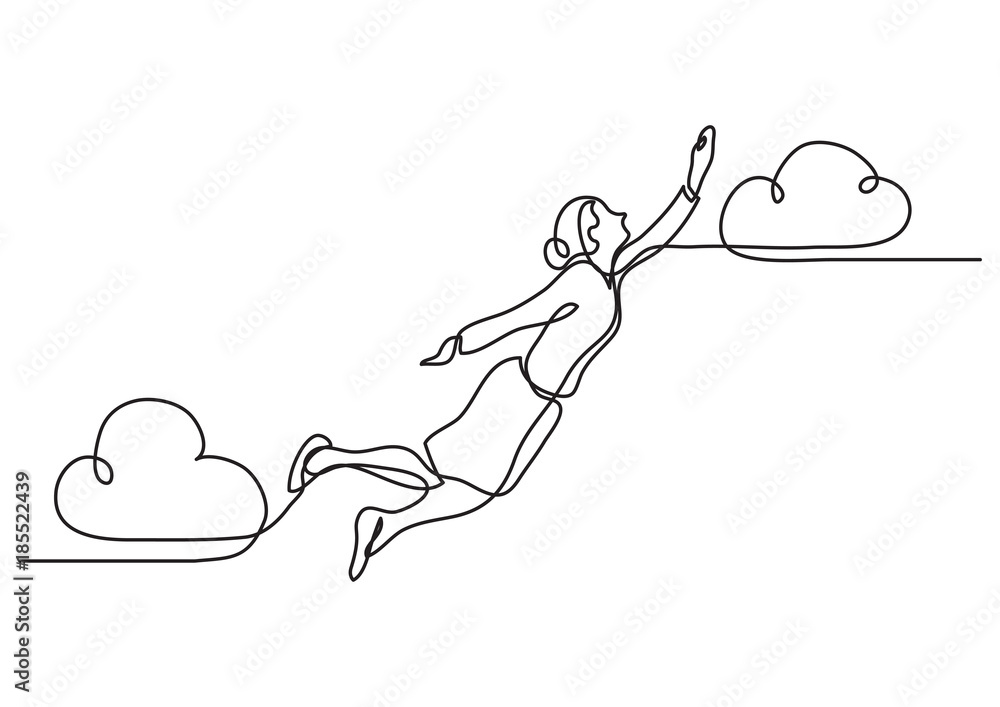 Woman Flying Drawing