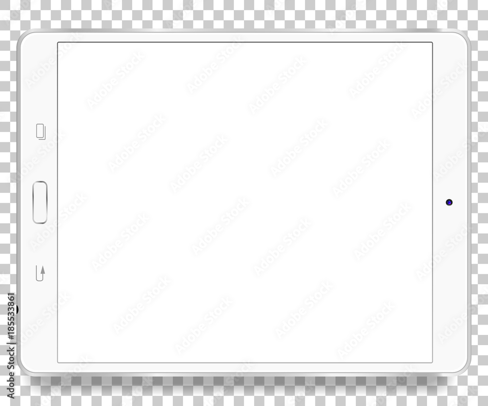Tablet computer front view isolated in a transparancy background. To ...