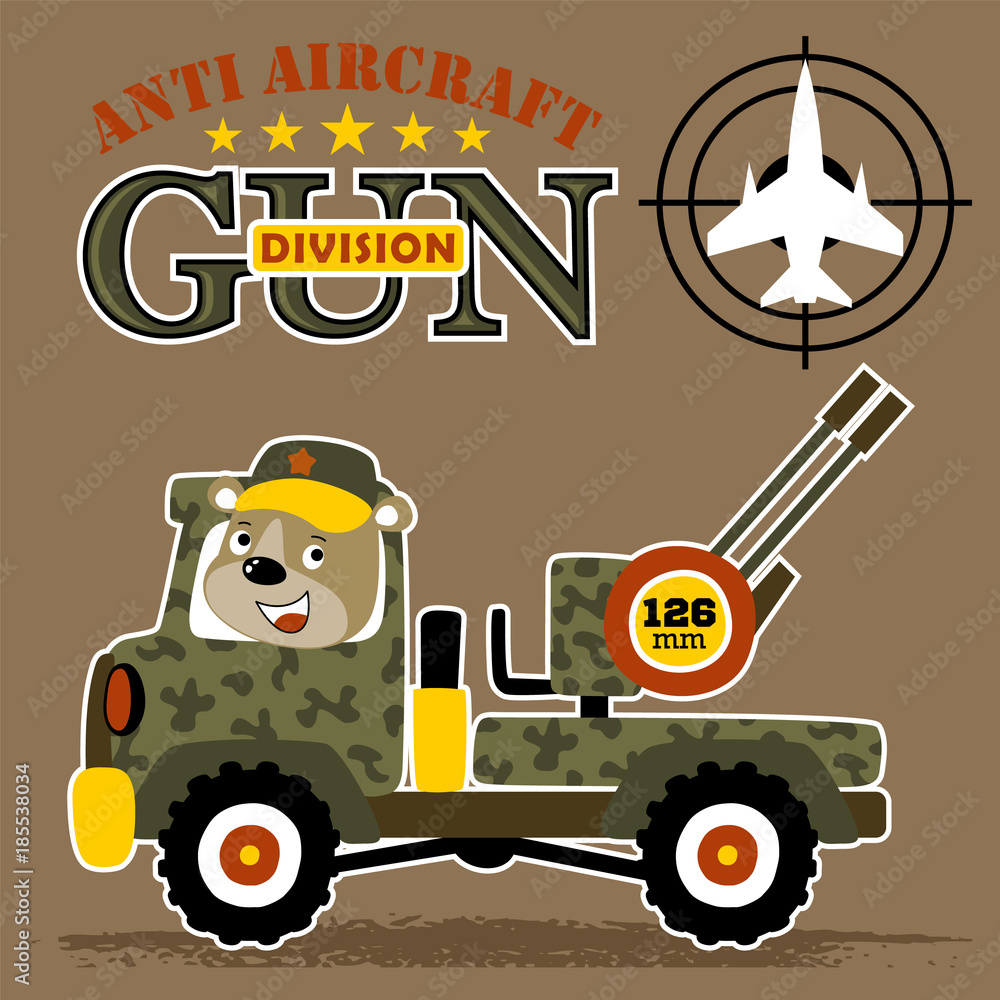 military truck cartoon with anti aircraft gun Stock Vector | Adobe Stock