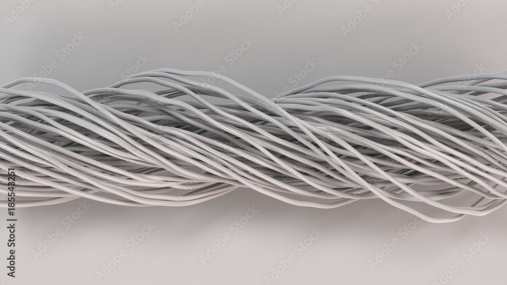 Twisted white cables and wires on white surface Stock Illustration ...