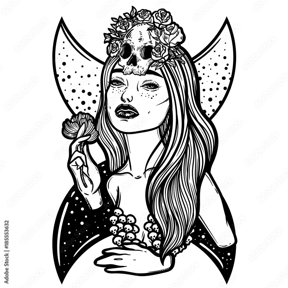 Skull Moon Tattoo Designs