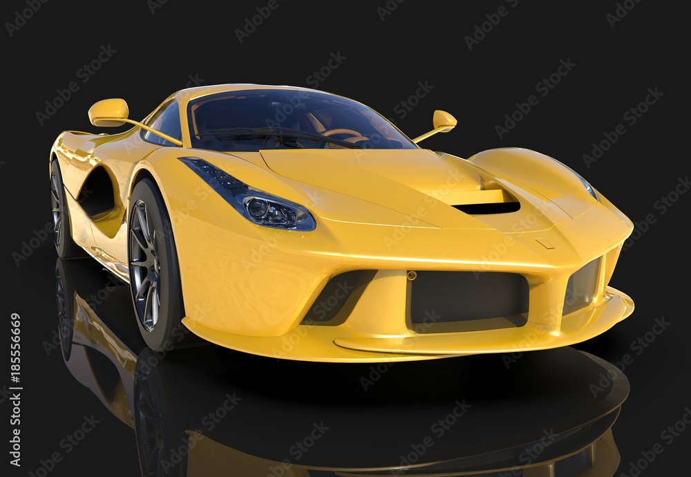 Yellow Car Black Background