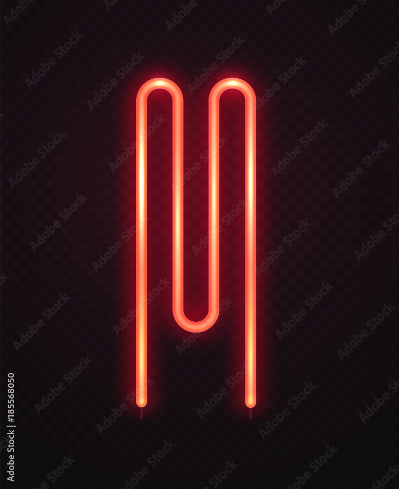 Abstract heater element for washer. Neon red logo on transparent dark ...