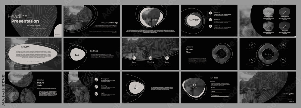 Dark Presentation Templates Element Vector Infographics. Use in ...