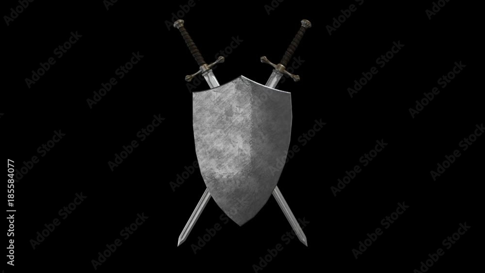 Medieval Sword And Shield Forming a Symbol in Alpha Channel Stock Video ...