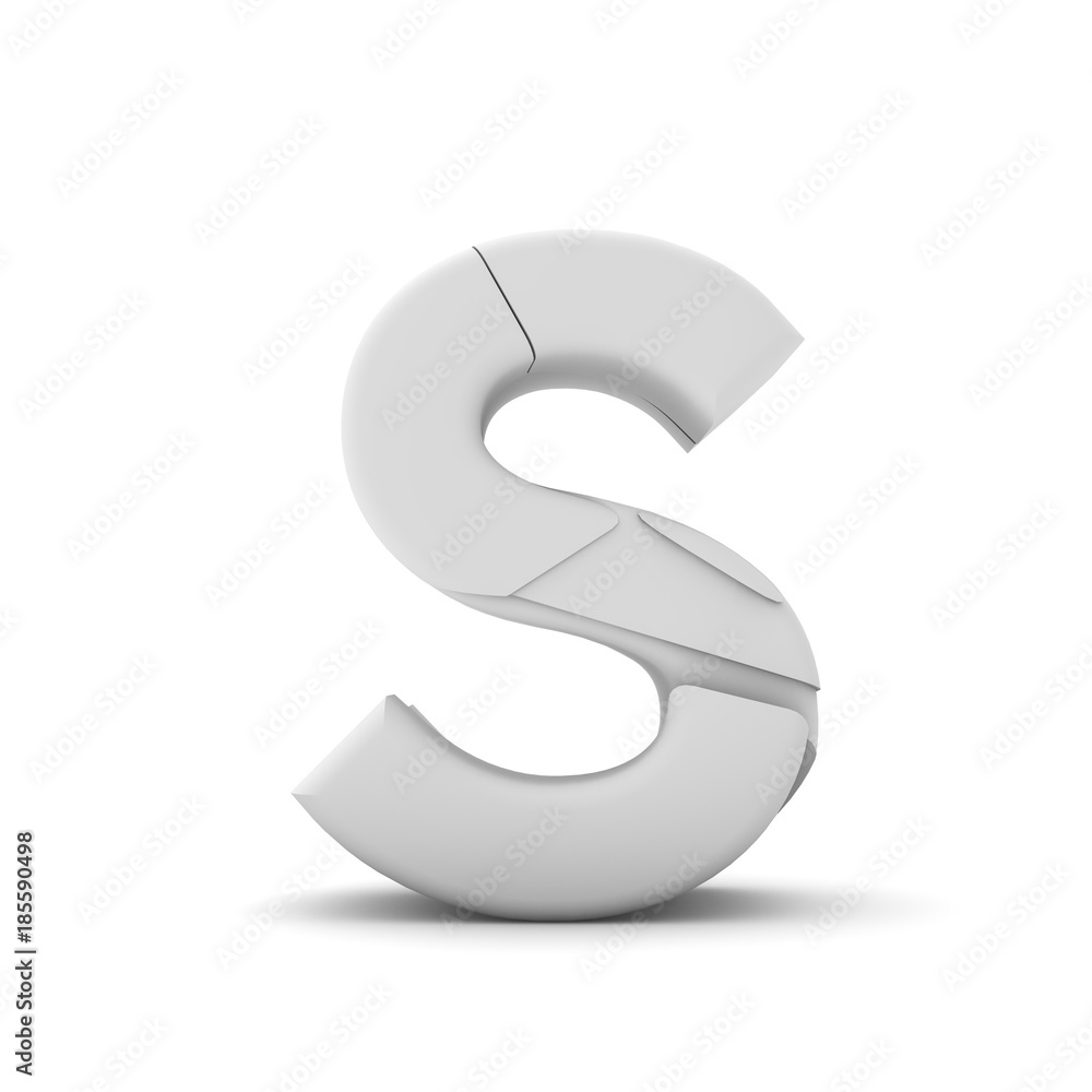 Letter S, Broken cracked font. 3D Rendering Stock Illustration | Adobe ...