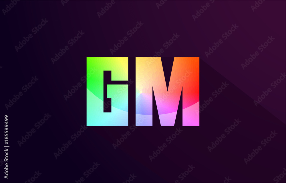 gm g m letter combination rainbow colored alphabet logo icon design ...