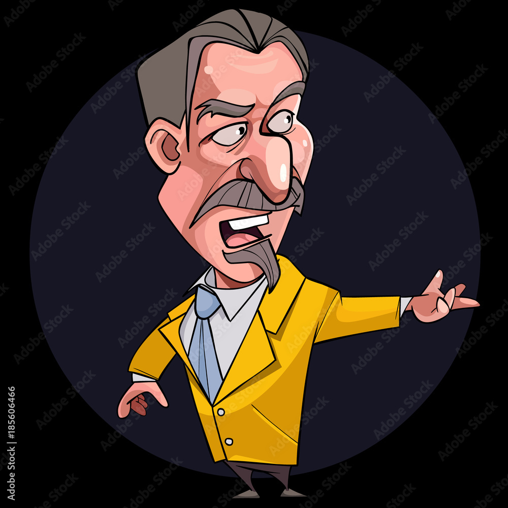 cartoon male speaker the poet in a suit and tie Stock Vector | Adobe Stock
