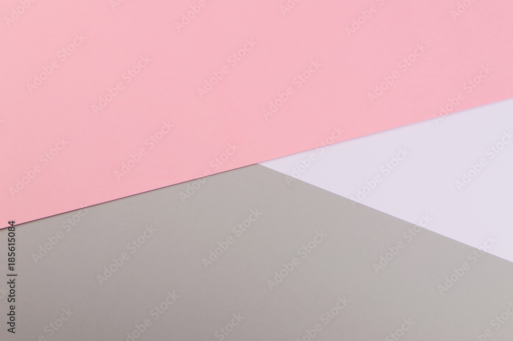 Paper flat composition with pink and grey background for Valentines day ...
