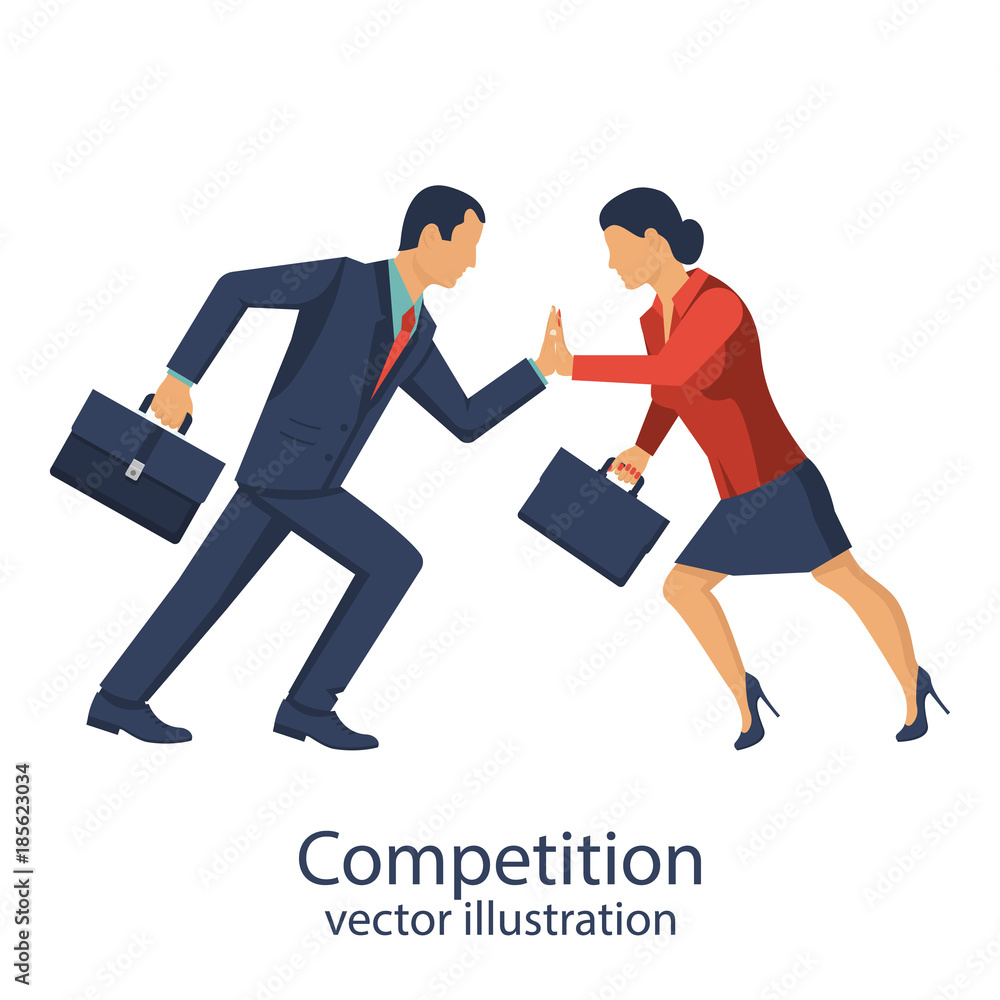 Competition concept. Business people. Conflict businessman woman ...