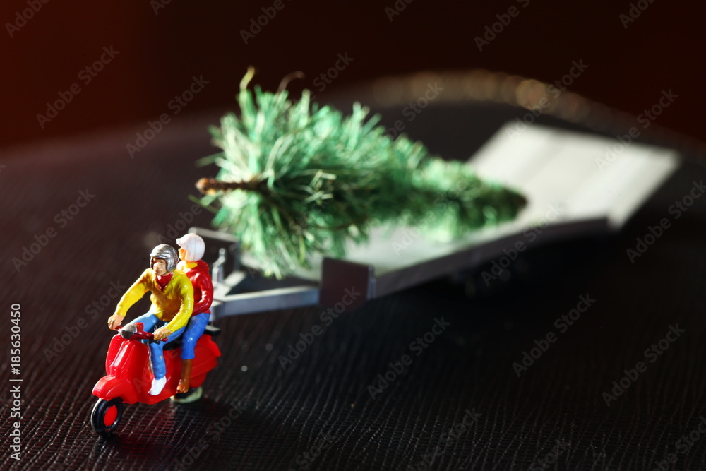 Scooter plastic model in action of pull christmas model tree trolley ...