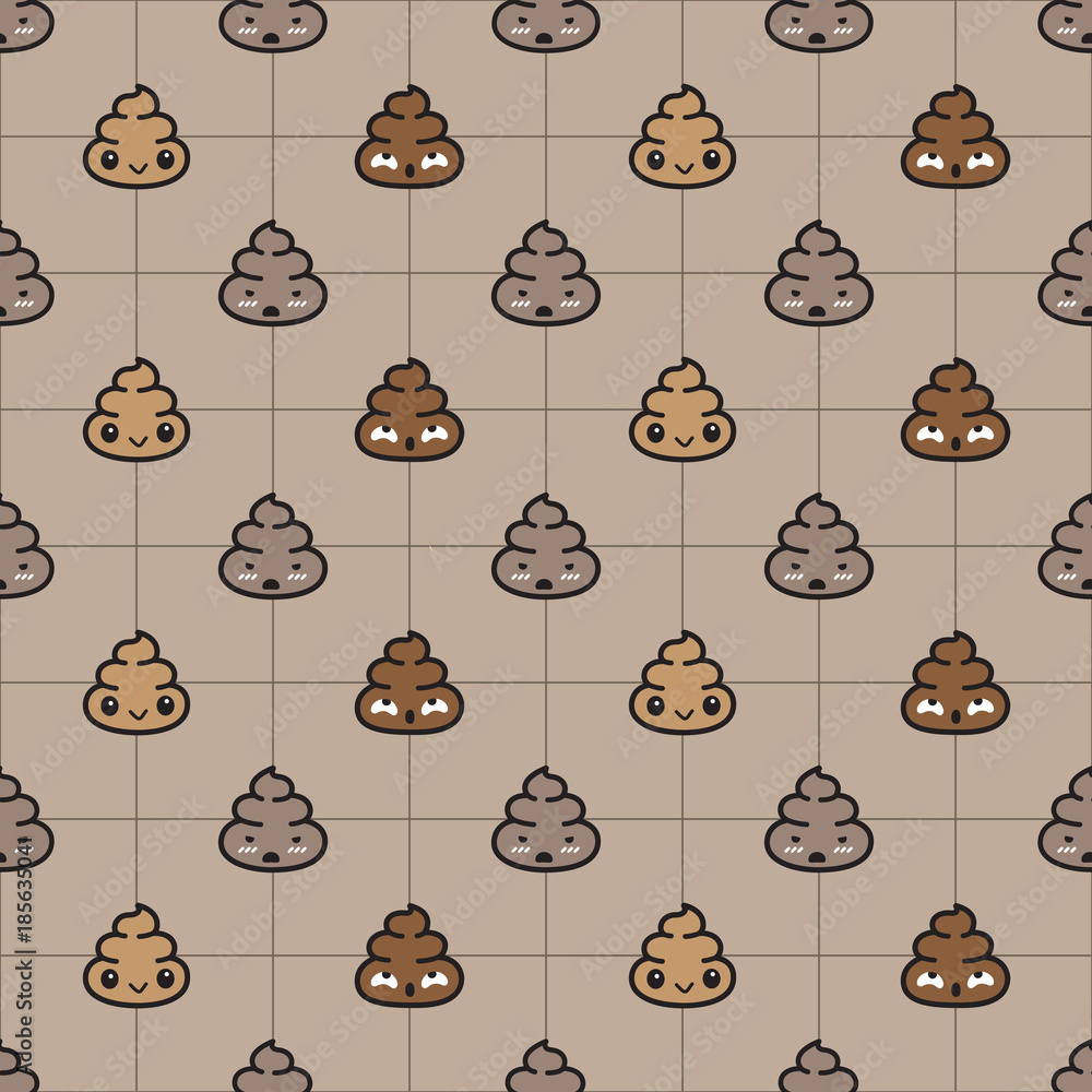 Poo Cartoon doodle vector illustration Seamless Pattern isolated ...