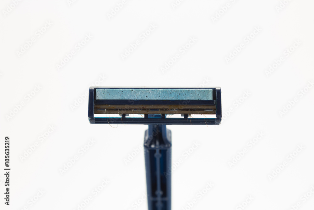 Used and Dirty Blue Razer Blade Isolated on White Background Stock ...