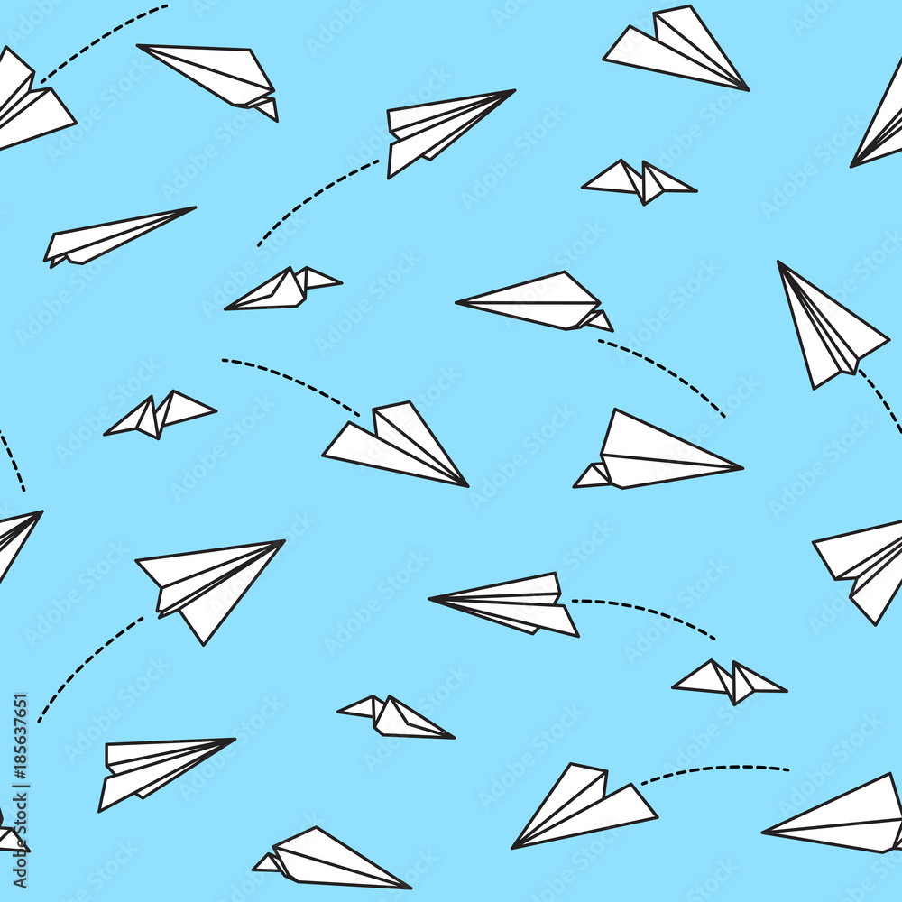 Paper Plane Seamless Pattern isolated Vector wallpaper Background ...