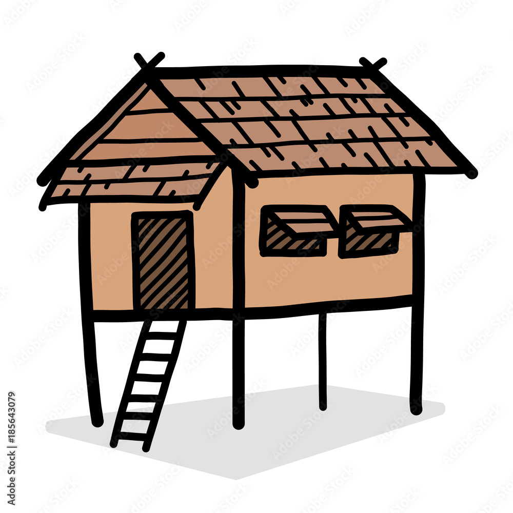 Thai traditional home / cartoon vector and illustration, hand drawn ...