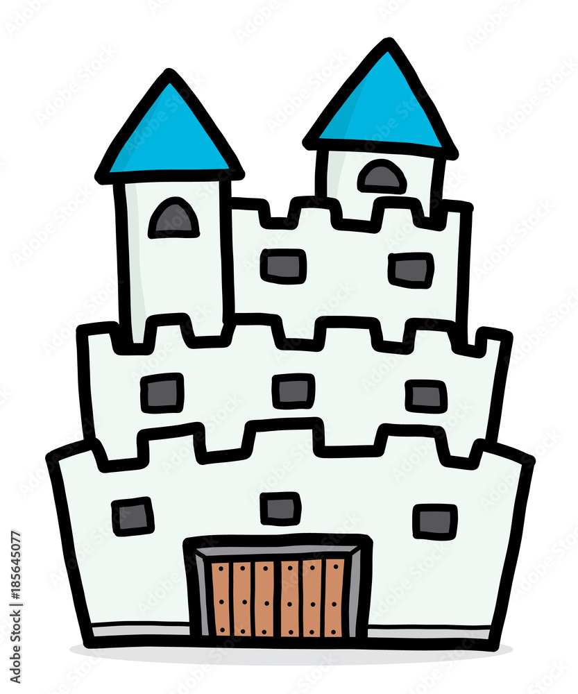 castle / cartoon vector and illustration, hand drawn style, isolated on ...