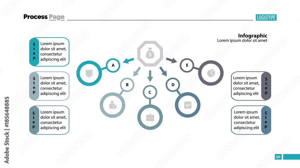 Five step process chart template design Stock Vector | Adobe Stock