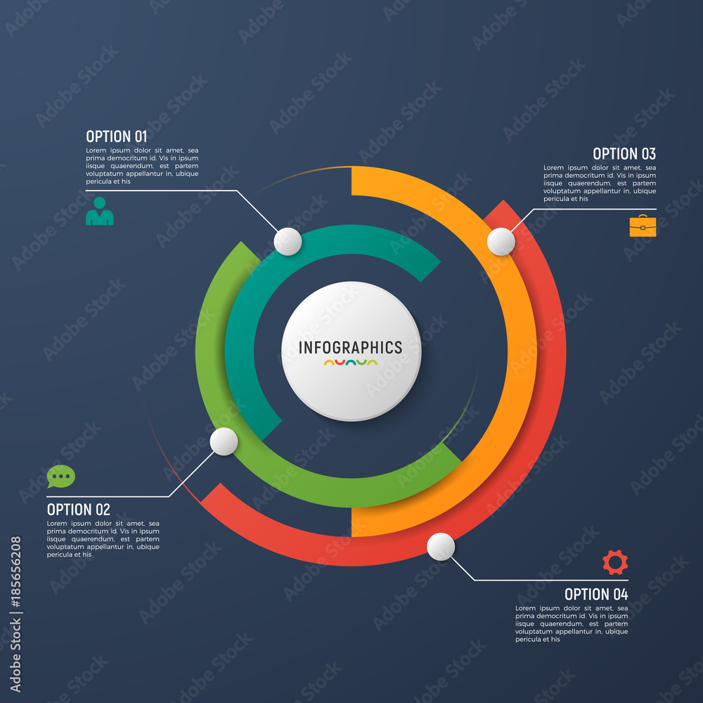 Vector circle chart infographic template for data visualization. Stock ...